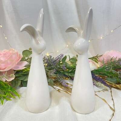 Spring EASTER Modern White 10" Tall Ceramic Bunny Rabbit Figurine ...