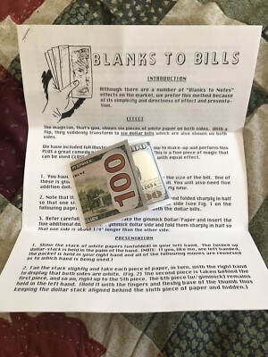 Vintage Magic Trick - Blanks To Bills - - Rare and New With Printed ...
