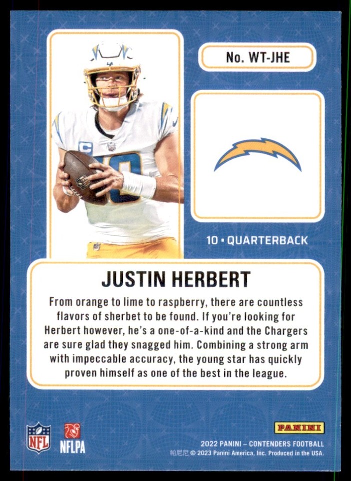 2022 Contenders Winning Ticket Green Justin Herbert Los Angeles ...