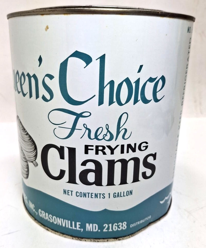 Vintage QUEEN'S CHOICE FRESH FRYING CLAMS Advertising Oyster Tin ...