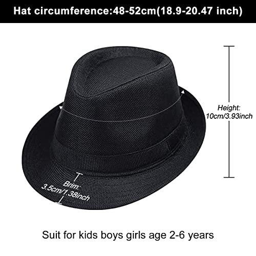 Children Jazz Hats Kids Solid Color Linen Fedoras Caps One Size A01: Black | eBay
