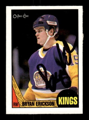 BRYAN ERICKSON SIGNED 1987-88 O-PEE-CHEE #130 LOS ANGELES KINGS ON-CARD ...