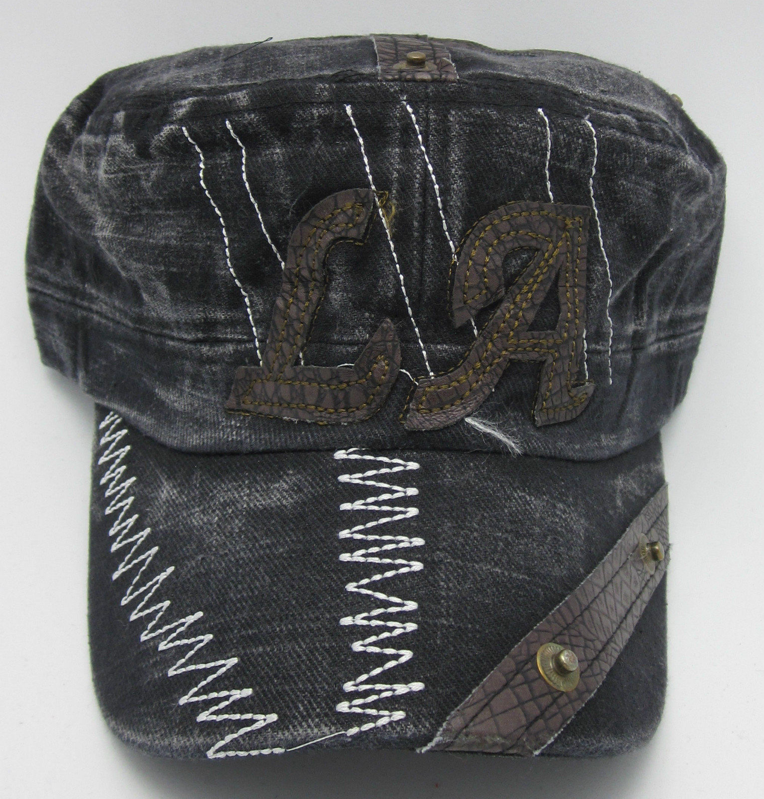 Denim Black LA Cadet Cap Hat Los Angeles NWT Distressed Cotton Hats ...