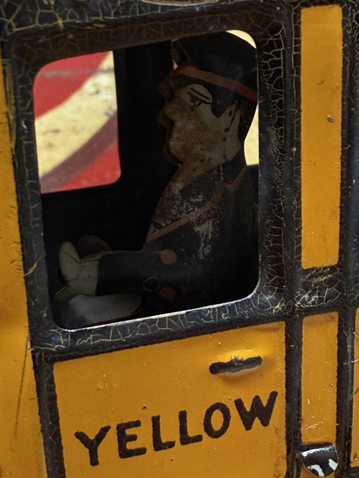 Vintage Yellow Taxi Bing German Limo Tin Clockwork Marx Toy Car W ...