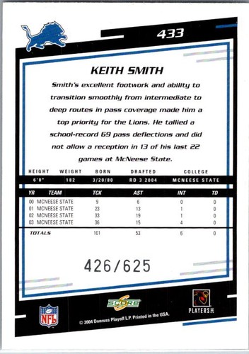 2004 Score #433 Keith Smith Scorecard #/625 | eBay