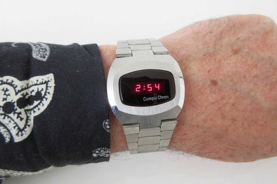 Men's SS 1977 Compuchron LED Digital Retro Time computer Watch. 36 mm ...