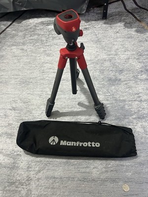 MANFROTTO Compact Action Red Tripod, SUPER LIGHT with Head Excellent ...