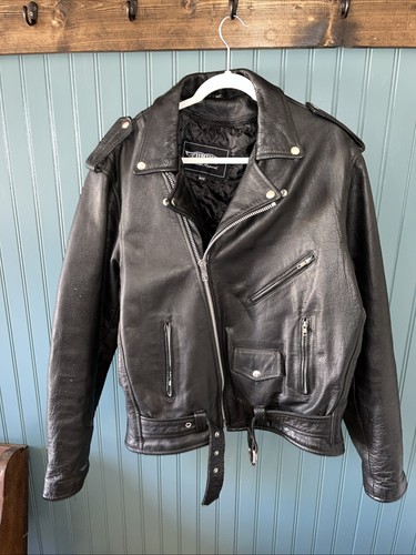 Vintage UNIK Leather Motorcycle Biker Jacket Men's Size 44 Extra Lining ...