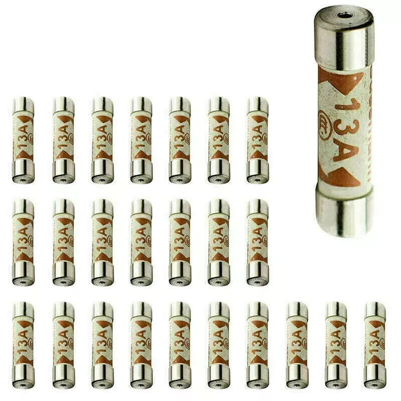 25x to 100x 13A Domestic Fuses Plug Top Household Mains 13amp Cartridge ...
