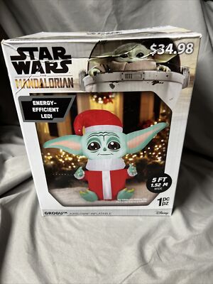 Christmas Star Wars Yard Inflatable Grogu in Santa Suit Baby Yoda 5 ft ...