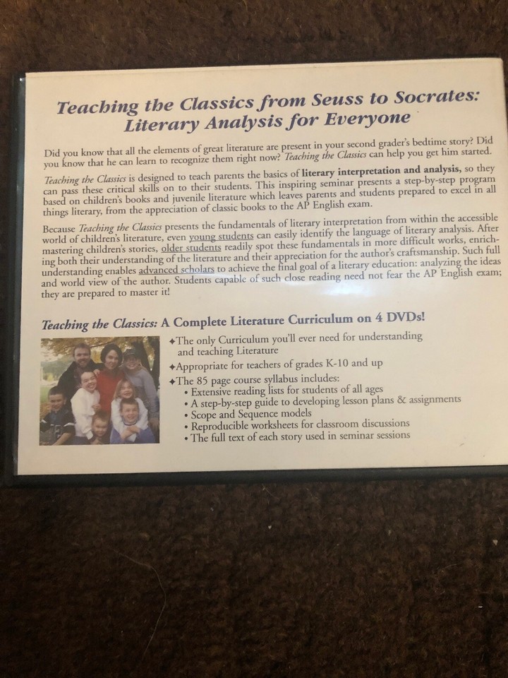 IEW Teaching The Classics A Socratic Method For Literary Education DVDs ...