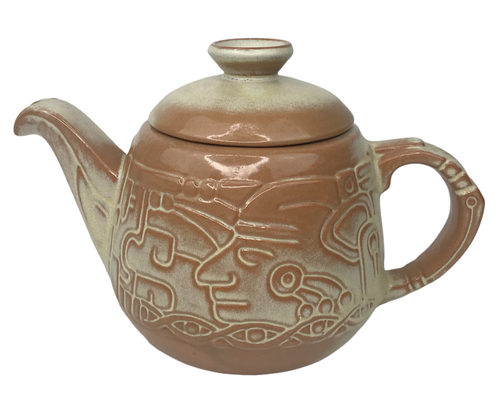 Vintage Frankoma Mayan Aztec Teapot with Lid 7T Brown Beige Earthenware ...
