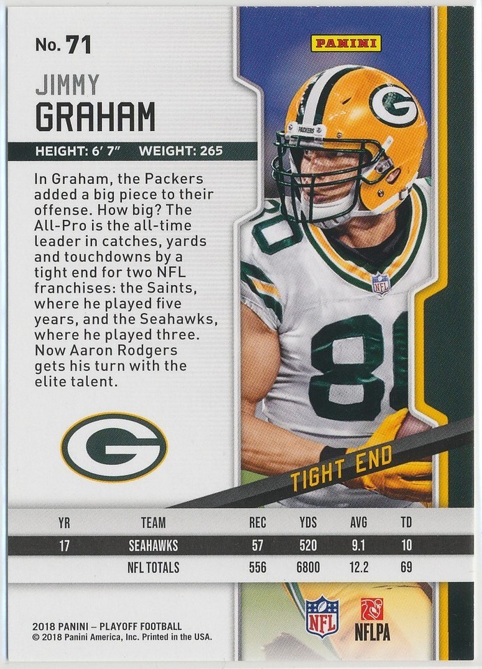 Jimmy Graham - Green Bay Packers - 2018 Panini Playoff Football - Base ...