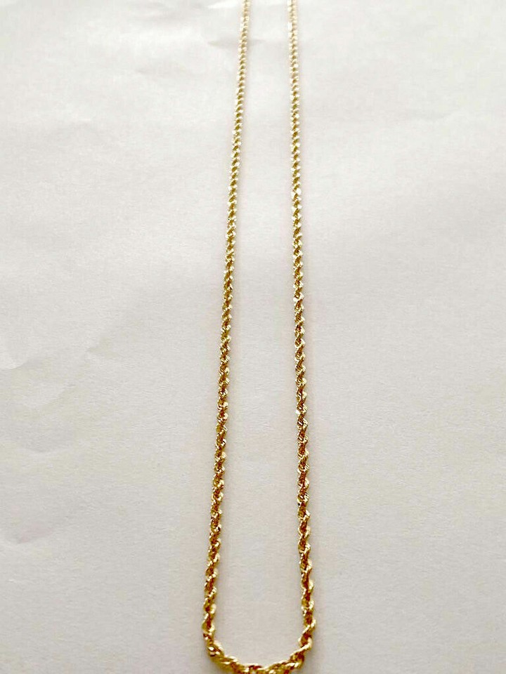 14k Yellow Gold 1.5mm-2mm Italy Rope Chain Twist Link Necklace 16"-30 ...