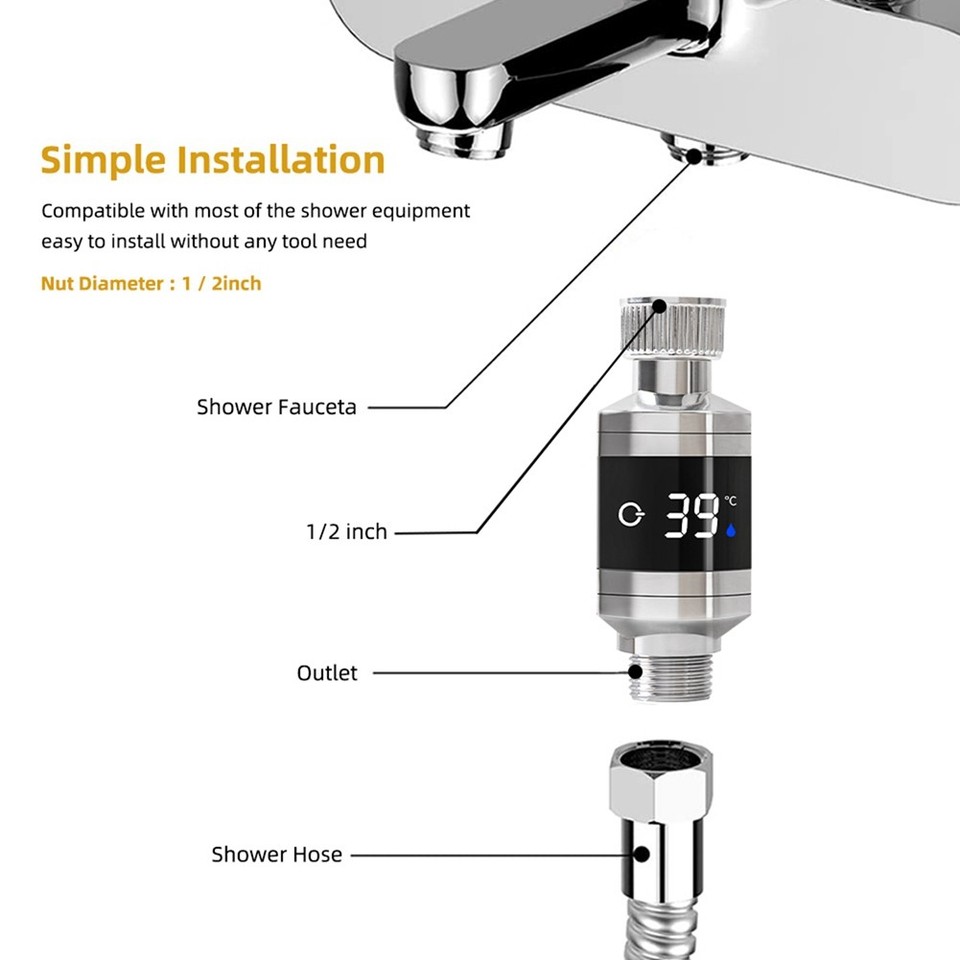 2X(Shower Faucets Water Bathtub Shower Kitchen Home Water Temperature ...