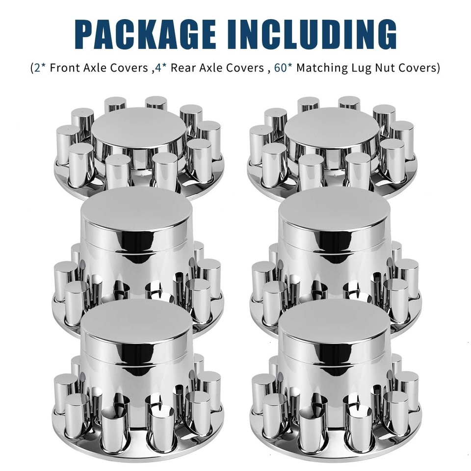 Chrome ABS Complete Axle Cover Set with Standard Hub Caps and 33mm ...