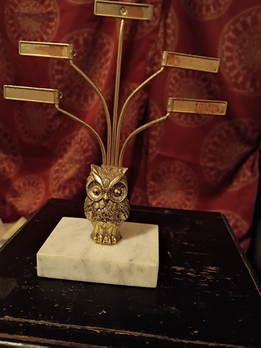 Vintage Set Owl Marble Note Agenda Mail Holder Candle Holder". | eBay