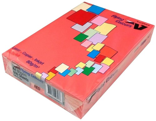 Victory Flying Colours A4 Copy Paper 80gsm Laser Inkjet Red Color 500 ...