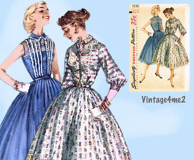 Simplicity 1536: 1950s Cute Misses Party Dress Size 33 B Vintage Sewing ...