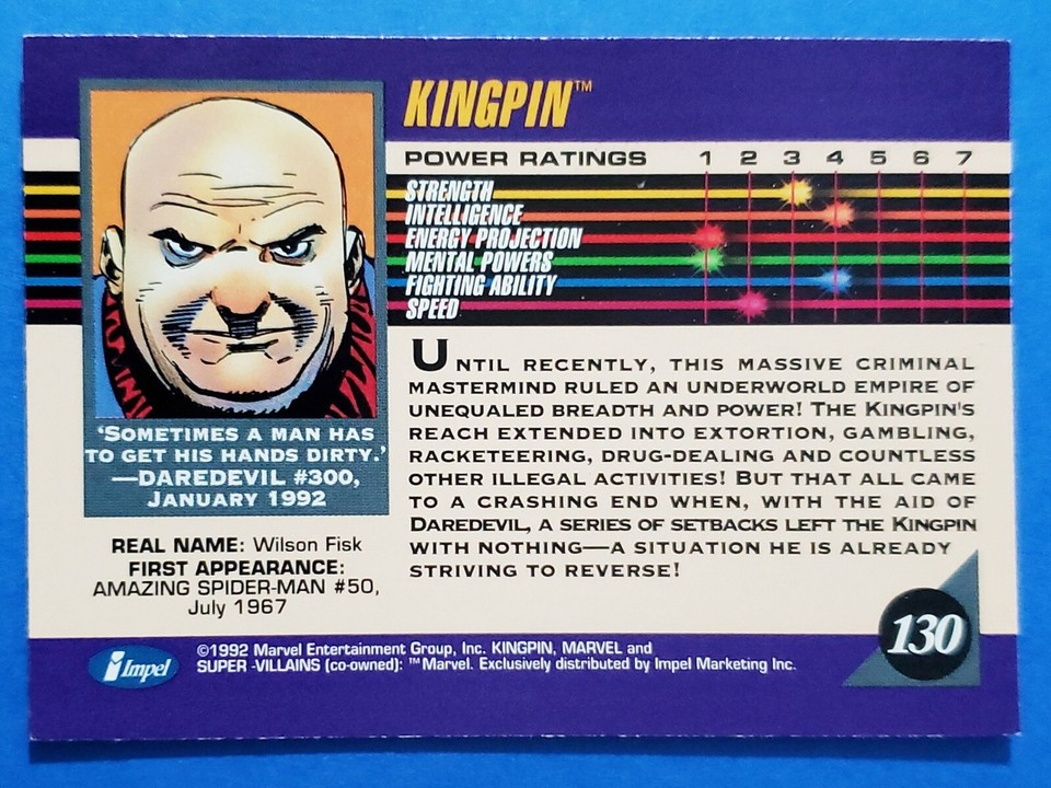 Impel Marvel 1992 Super-Villains Kingpin Card #130 | eBay