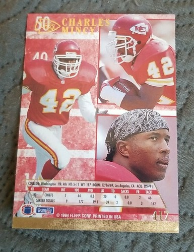 1994 Ultra Football Card #417 Charles Mincy - Kansas City Chiefs | eBay