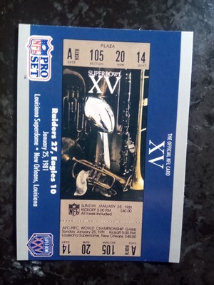 1990 NFL Pro Set Super Bowl Ticket Facts Card #15 Super Bowl XV | eBay