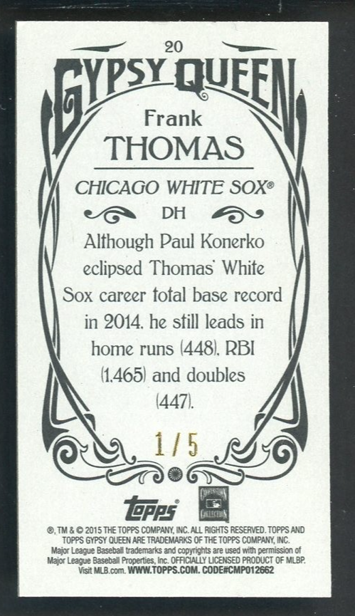 2015 Topps Gypsy Queen Mini Black #20 Frank Thomas White Sox HOF 1/5 | eBay