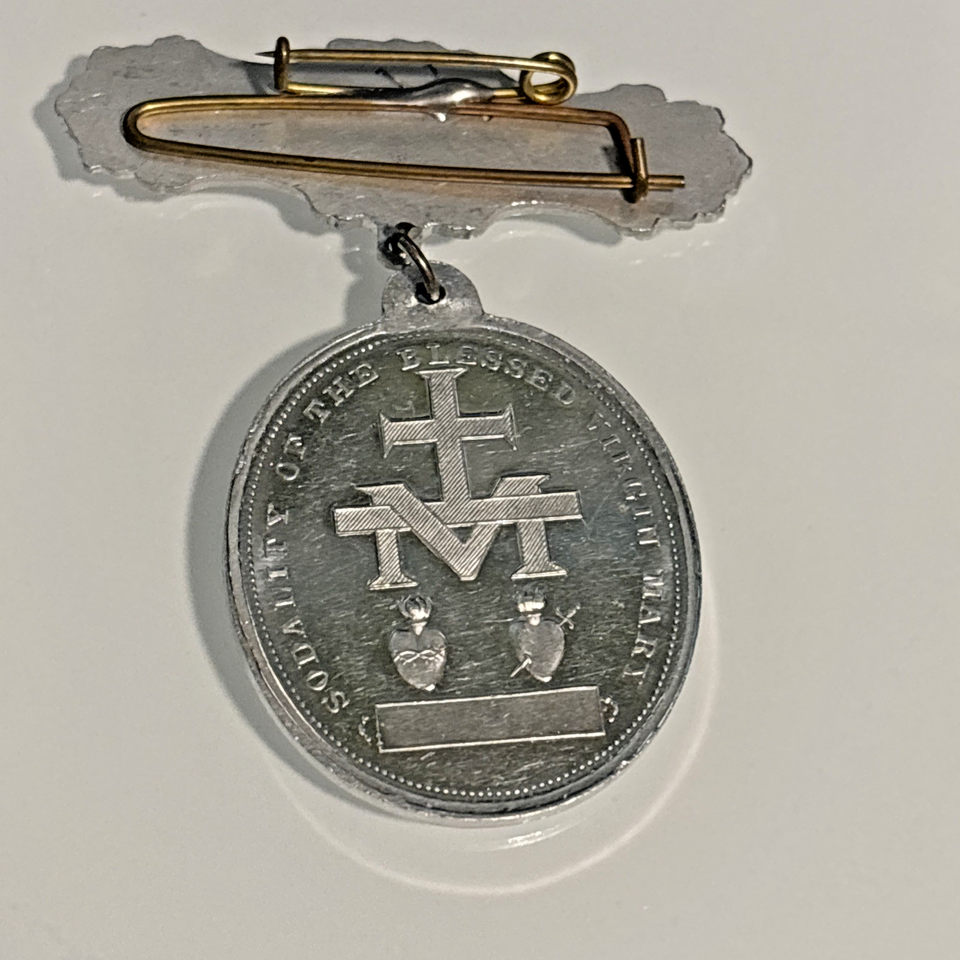 Vtg Catholic Virgin Mary Sodality Medallion Pin 2 1/4" | eBay