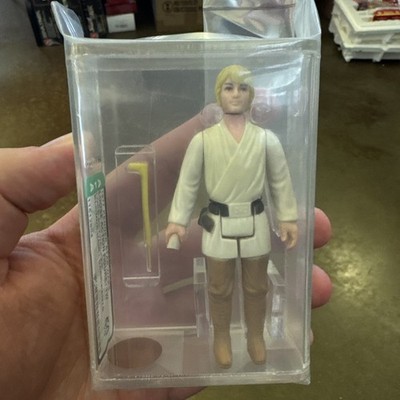 Luke Skywalker 1977 Kenner AFA graded 50 VG Blonde Hair Dark Pants Star ...