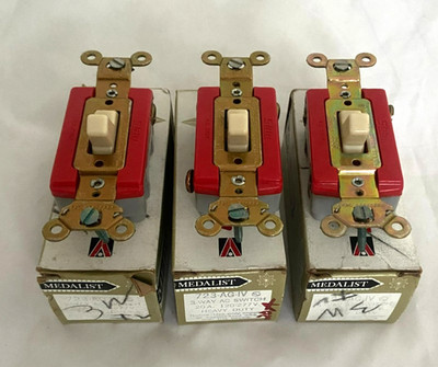 (3) New Old Stock Slater 723-AG-IV 3-WAY AC Toggle Switches 20A 120 ...