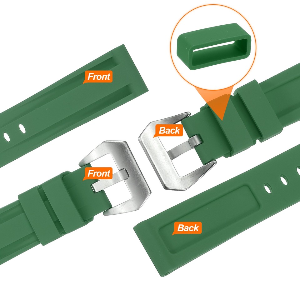 Silicone Watch Bands 20mm Soft Watch Band with Silver Buckle, Drak ...