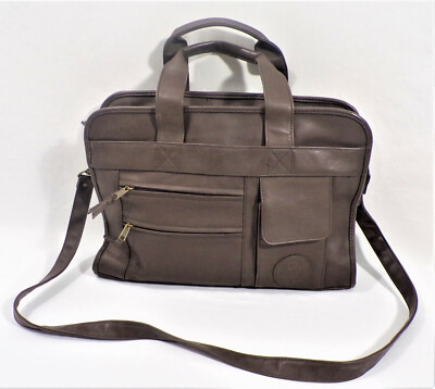 MICHAEL STEVENS Faux Brown Leather Case Large SATCHEL PURSE TOTE ...