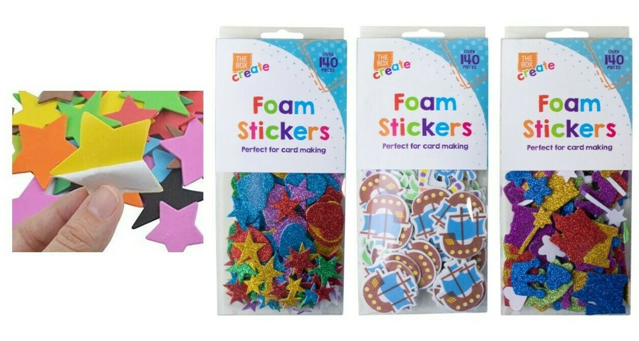 140 x Self Adhesive FOAM STICKERS Kids Art & Craft Activity Card Making ...