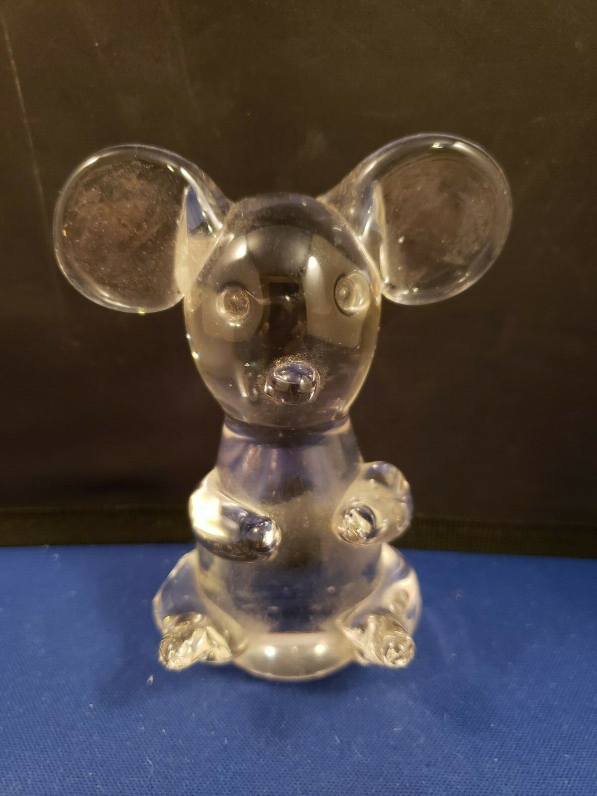 Art Glass Mouse Figurine Paperweight Solid Clear Glass 4 1/4"h | eBay