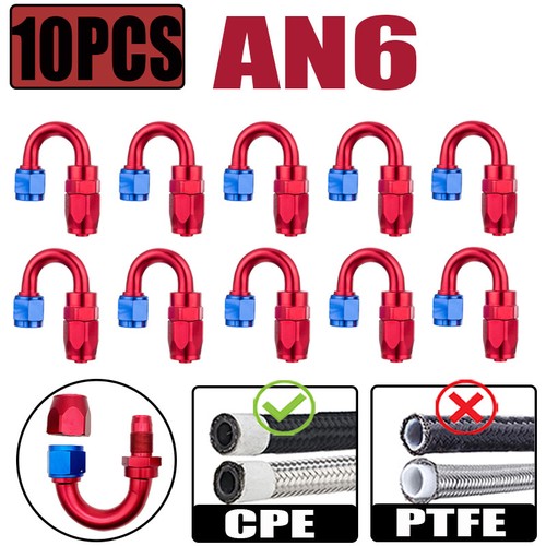 10X AN6 6AN 180° Degree Swivel CPE Fuel Oil Gas Line Hose End Fittings ...