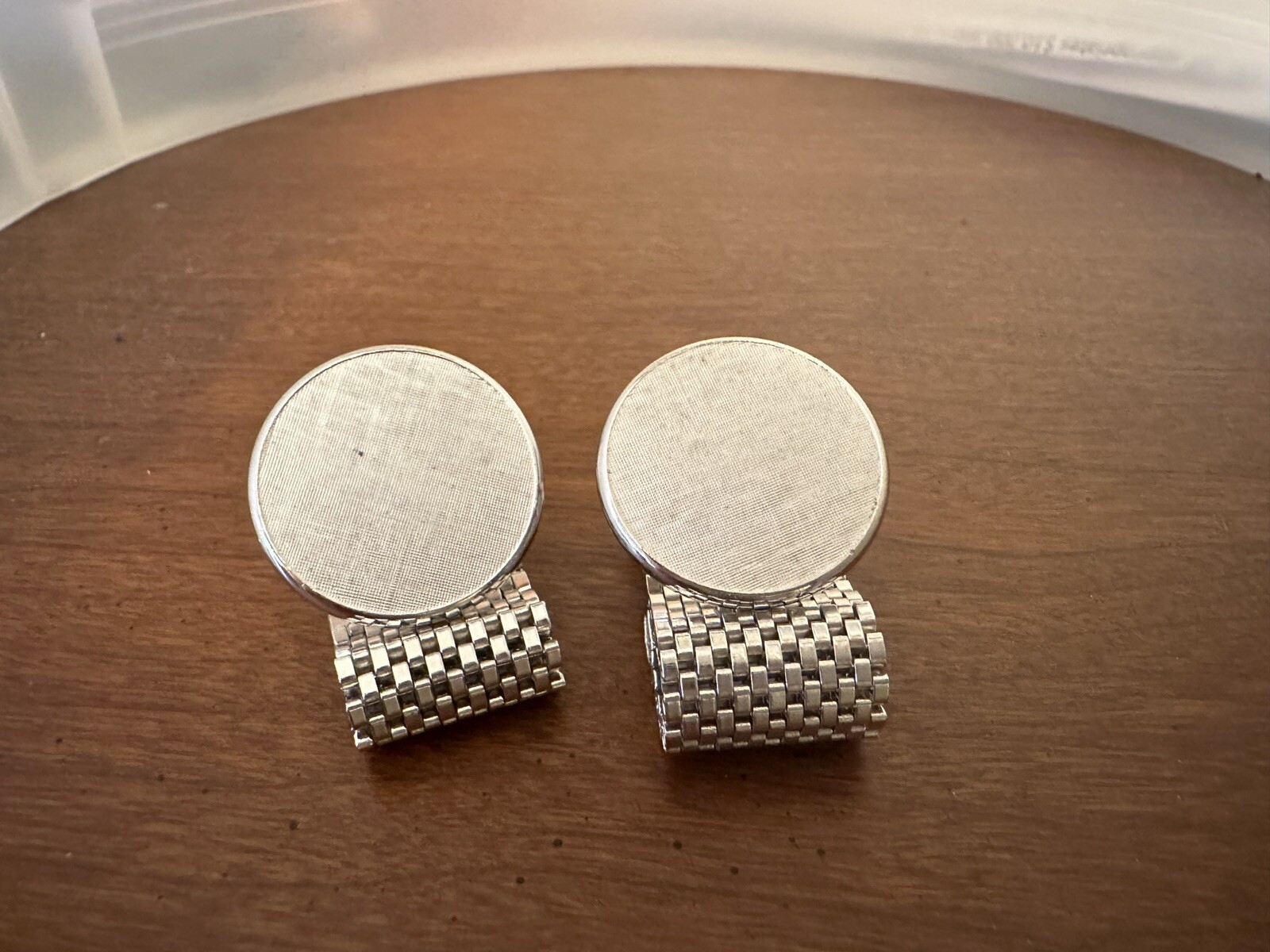 VINTAGE SILVER TONE MESH WRAP CUFFLINKS | eBay