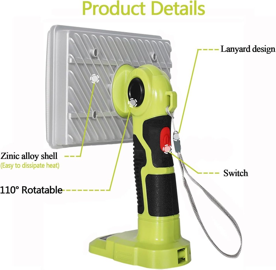 2000LM Work Light Rechargeable for Ryobi for Ryobi Lamp Outdoor LED ...