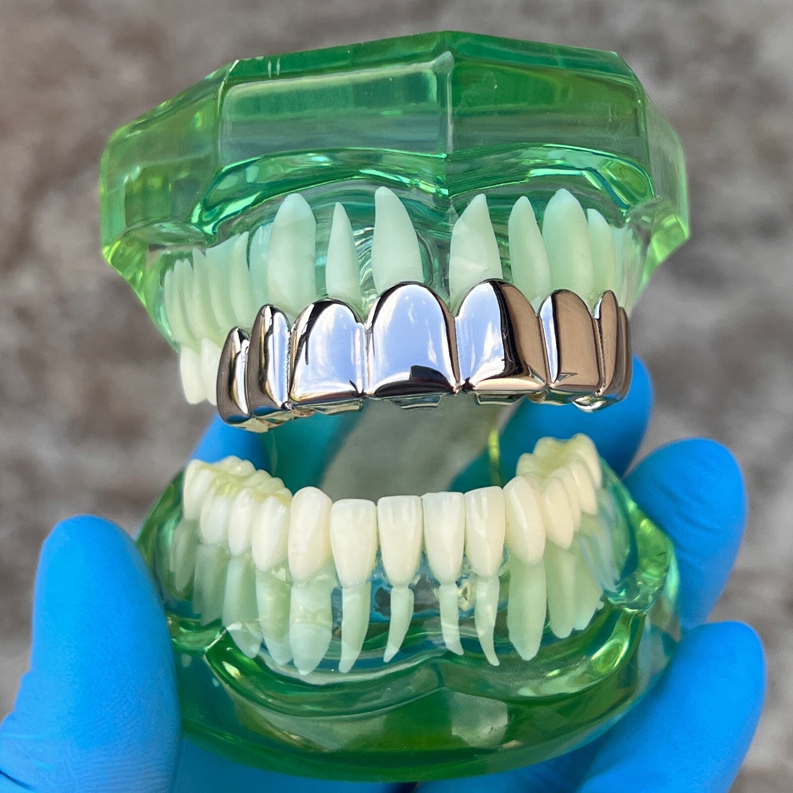 Deeper-Cut Teeth Grillz 8 Top or 8 Bottom or 8/8 Teeth Silver Tone ...