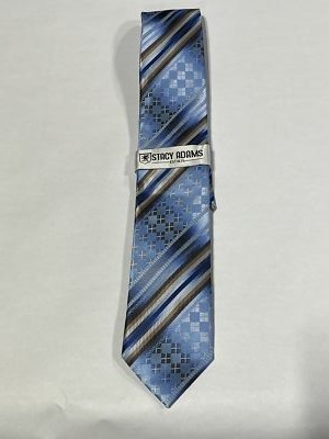 Mens Stacy Adams Blue Stripe Pattern Hand Made Tie NEW | eBay