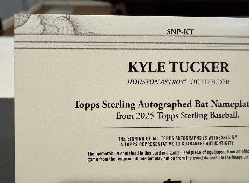 2025 Topps Sterling-#SNP-KT 1/1 Kyle Tucker Autographed Bat Nameplate ...