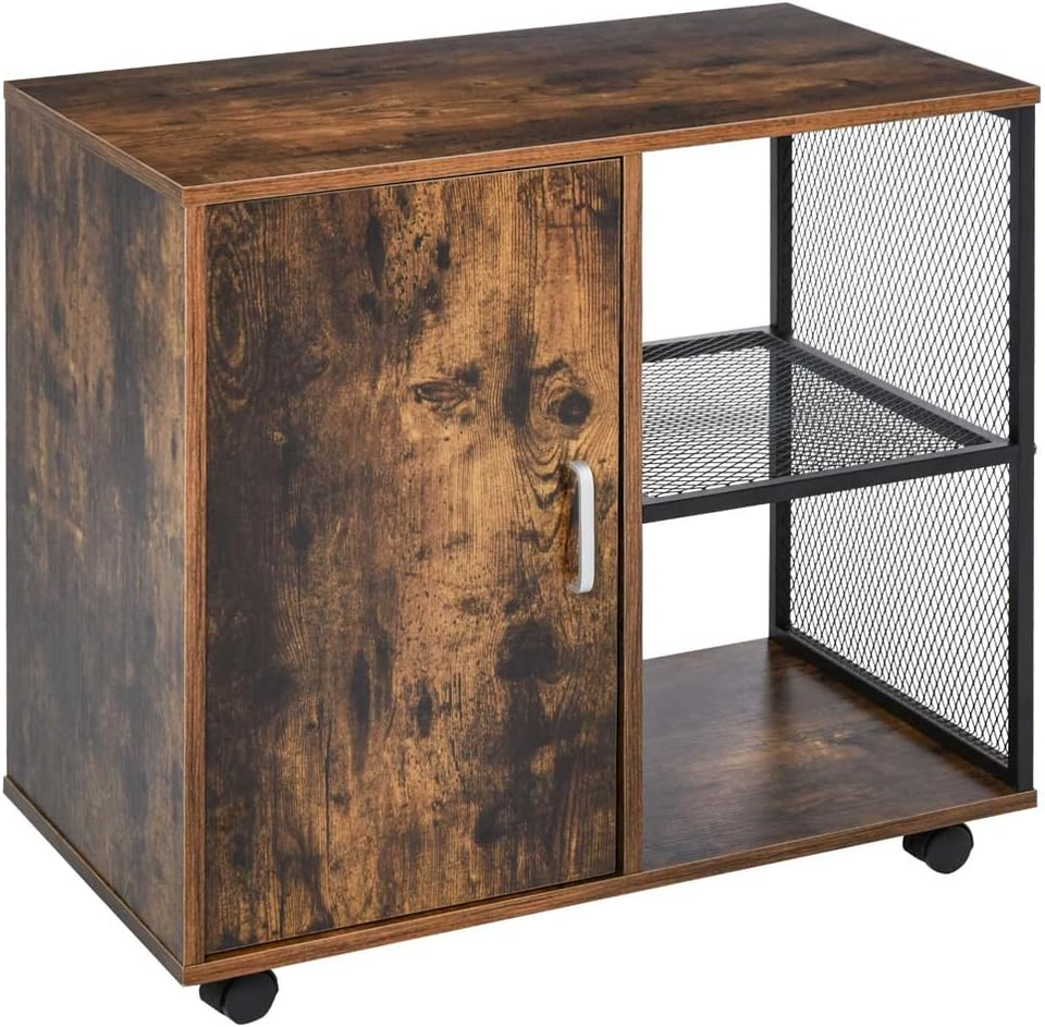 Mobile Mobiletto Porta Stampante Scrivania in Legno MDF E Metallo Con 3 ...