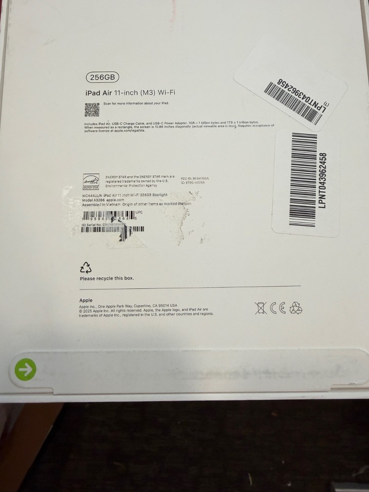 NEW Apple iPad Air 11-inch (M3) 256GB, Wi-Fi - Starlight (A3266) SEALED ...