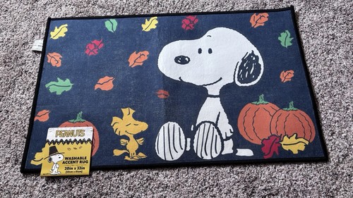 Accent Rug Peanuts Snoopy & Woodstock Fall Leaves NWT 20" X 32" | eBay