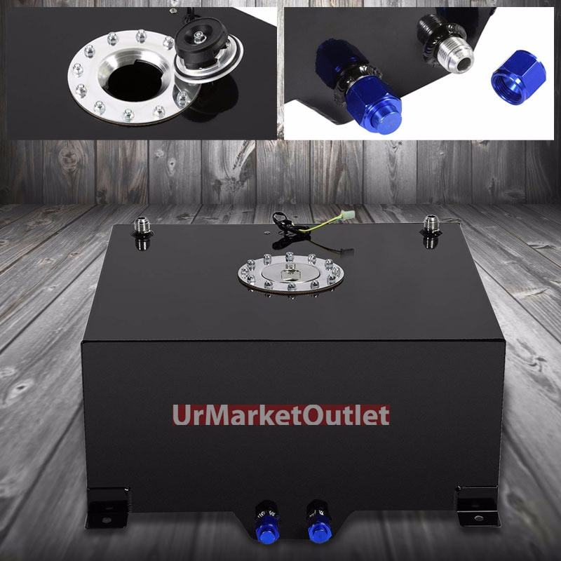 Black Aluminum 15.5 Gallon/59L Gas Fuel Cell Tank/Polish Cap Door+Level ...