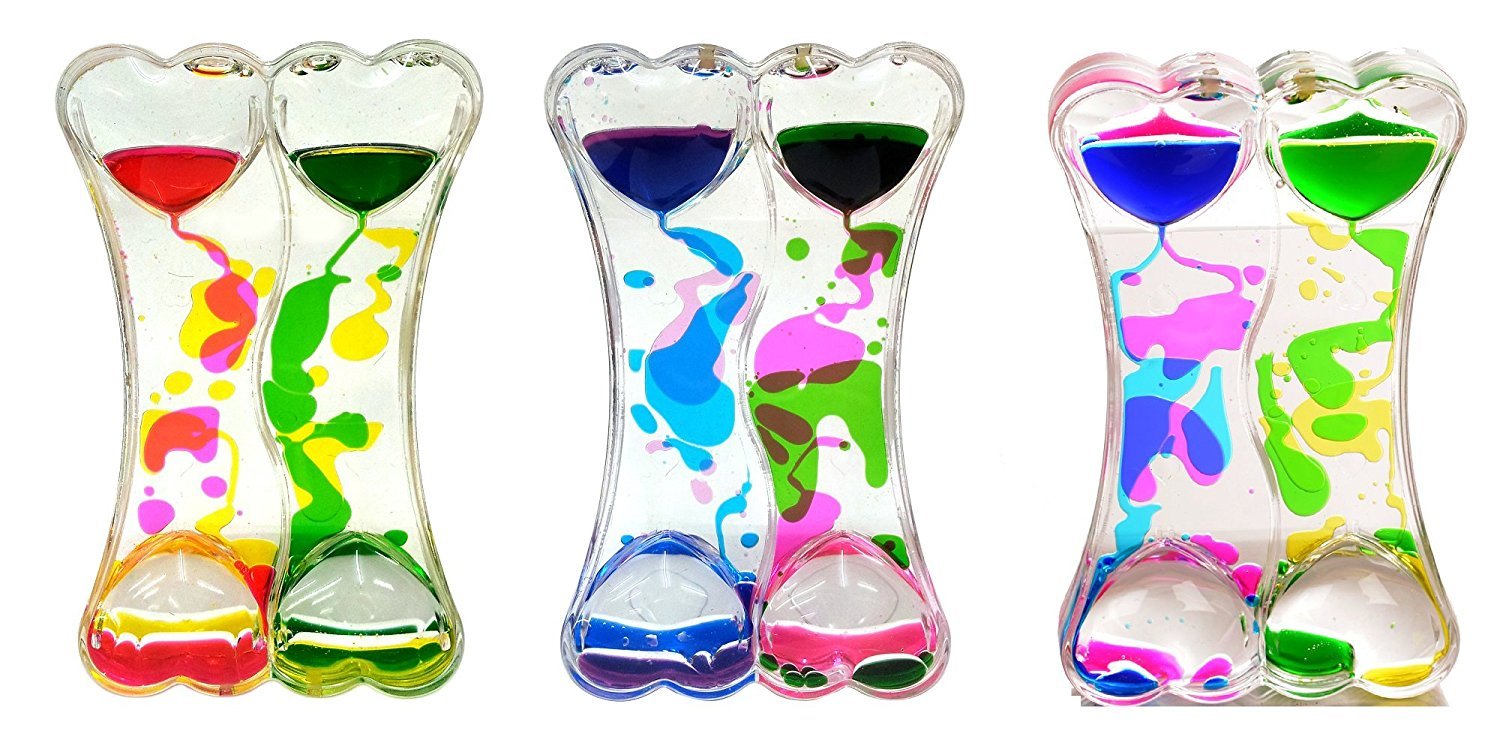 Set of 3 Liquid Double Single Spiral Coloured Timers Calming Motion ...