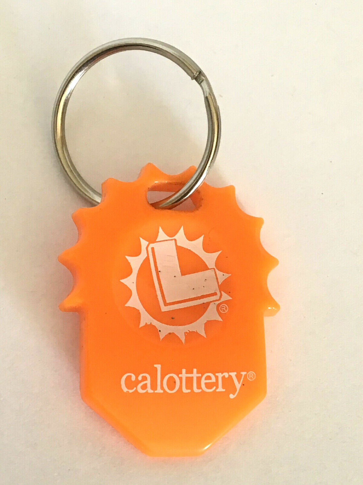 CALIFORNIA LOTTERY SCRATCHERS Lotto Sun Logo KEYCHAIN Orange LUCKY ...