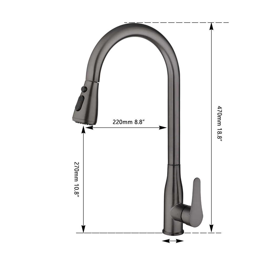 Kitchen Sink Faucet Gun Metal Deck Mounted Single Handle Brass Vanity ...