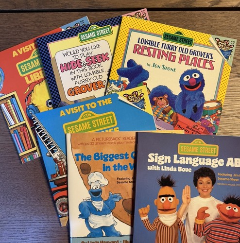 Lot of 6 Vintage Sesame Street Books Cookie Grover Ernie Sign Language ...
