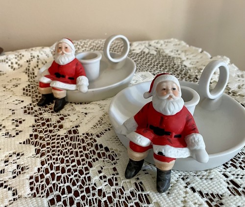 Vintage Ceramic Santa Candlestick Holder With Finger Loop Hand Painted ...