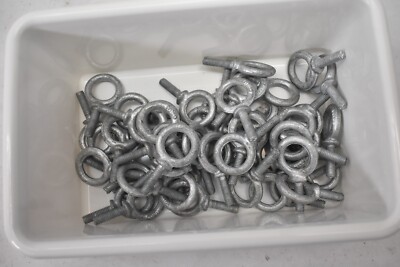 Lot of 48 Threaded Lifting Eye Bolts 3/8" x 3-3/8" Fixed Lifting w ...